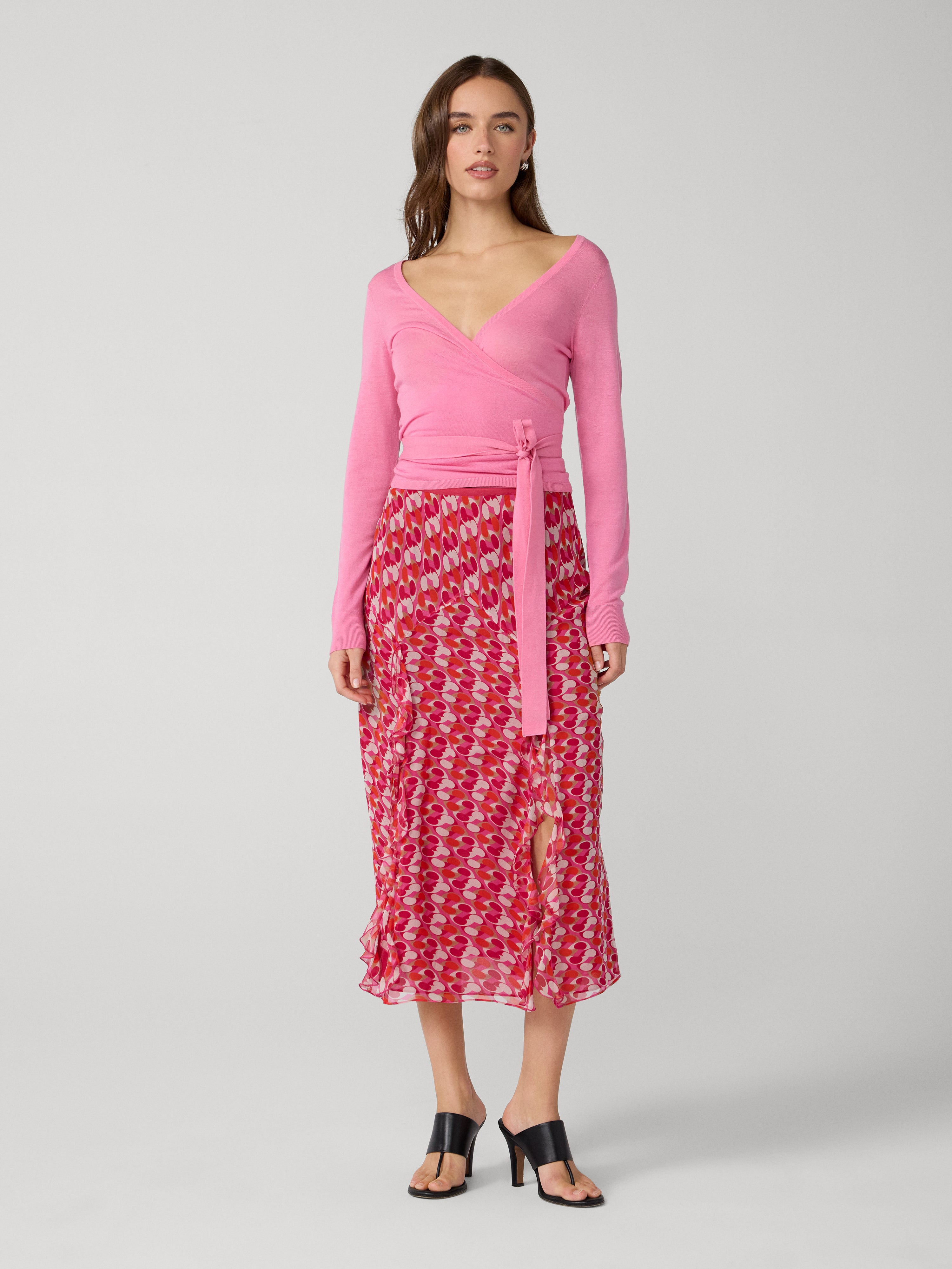 DIANE VON FURSTENBERG Asymmetrical Stitch Midi Skirt